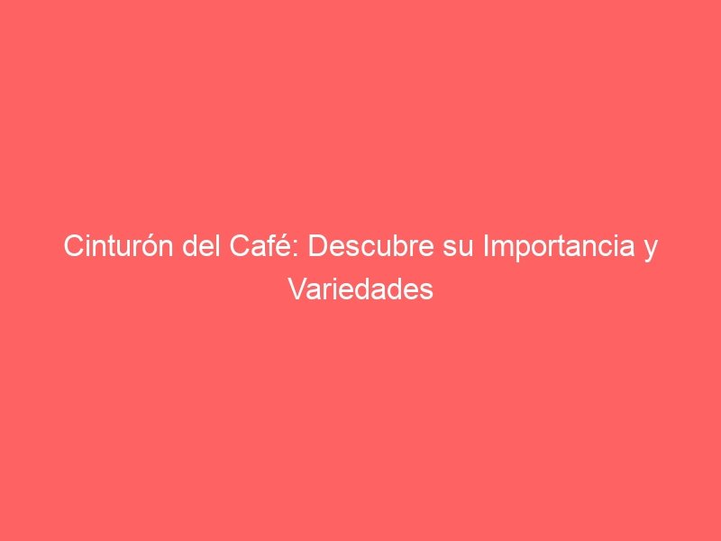 Cinturón del Café: Descubre su importancia y variedades